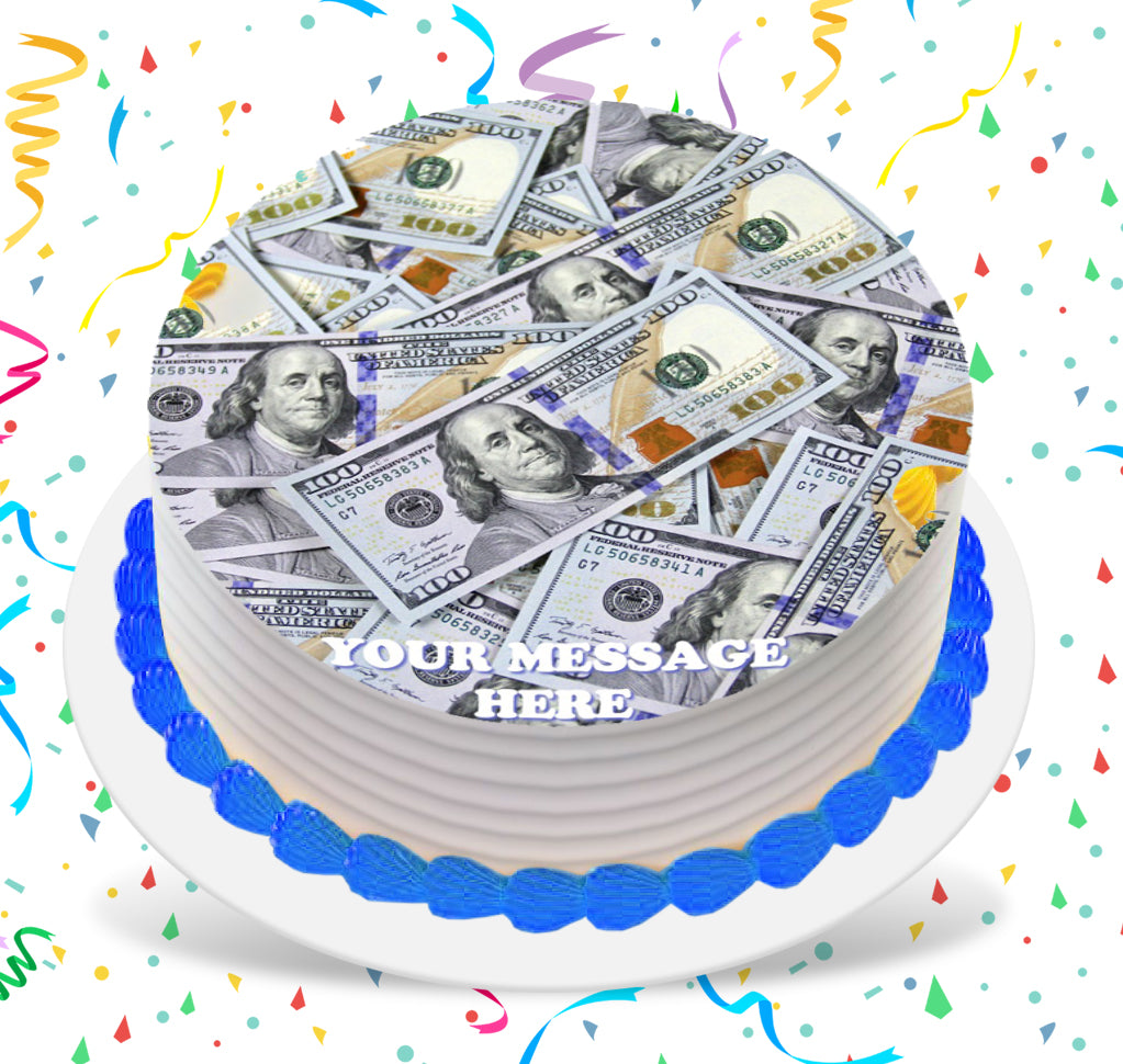 100 Dollar Bills Edible Image Cake Topper Personalized Birthday Sheet ...