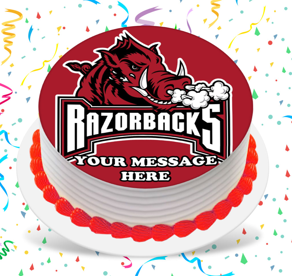 Arkansas Razorbacks Edible Image Cake Topper Personalized Birthday ...