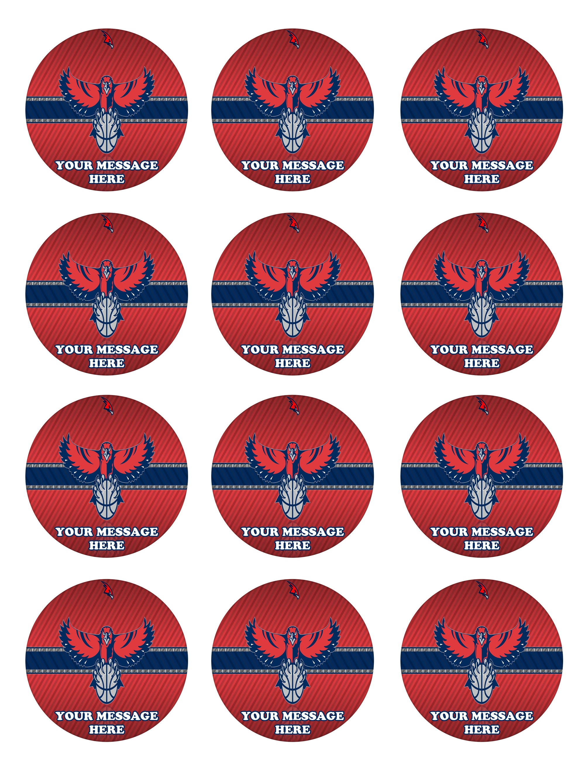 Atlanta Hawks Edible Cupcake Toppers (12 Images) Cake Image Icing Suga ...