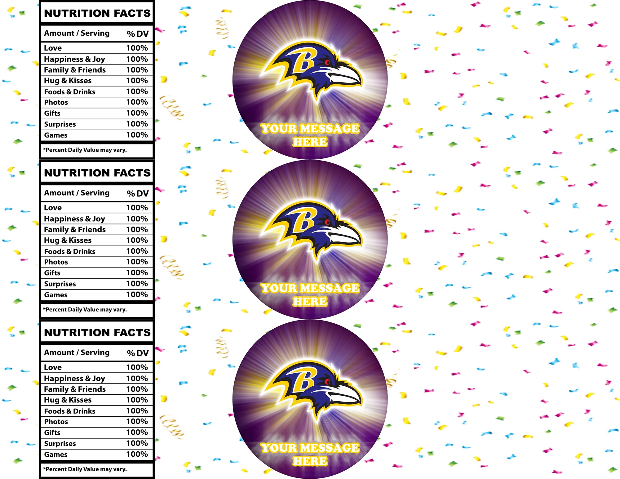 Baltimore Ravens Water Bottle Stickers 12 Pcs Labels Party Favors Supp ...