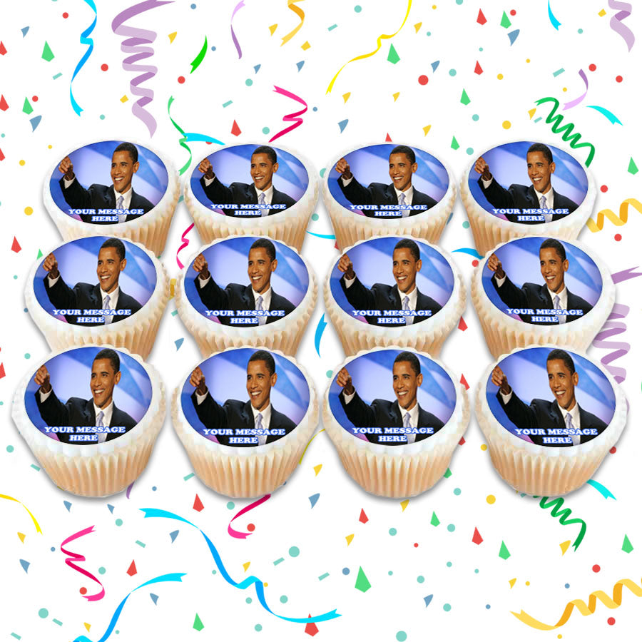 Barack Obama Edible Cupcake Toppers (12 Images) Cake Image Icing Sugar ...