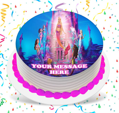 Barbie Mermaid Edible Image Cake Topper Personalized Birthday Sheet Cu ...