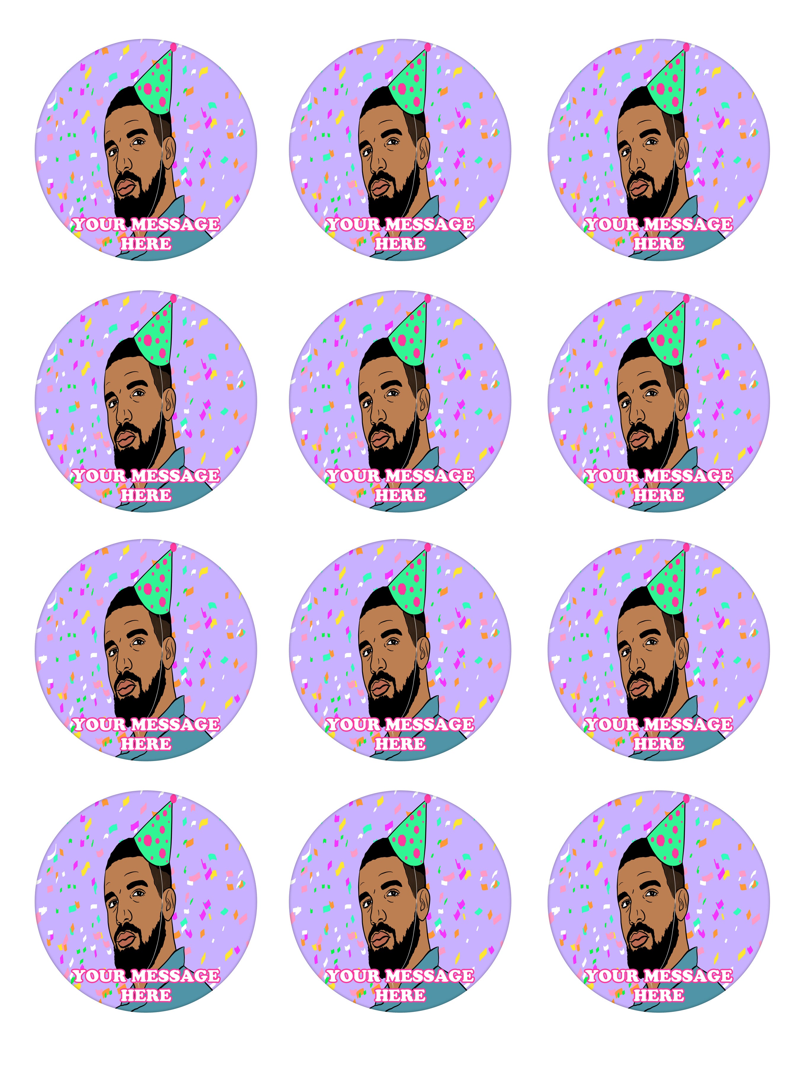 Drake Edible Cupcake Toppers (12 Images) Cake Image Icing Sugar Sheet ...