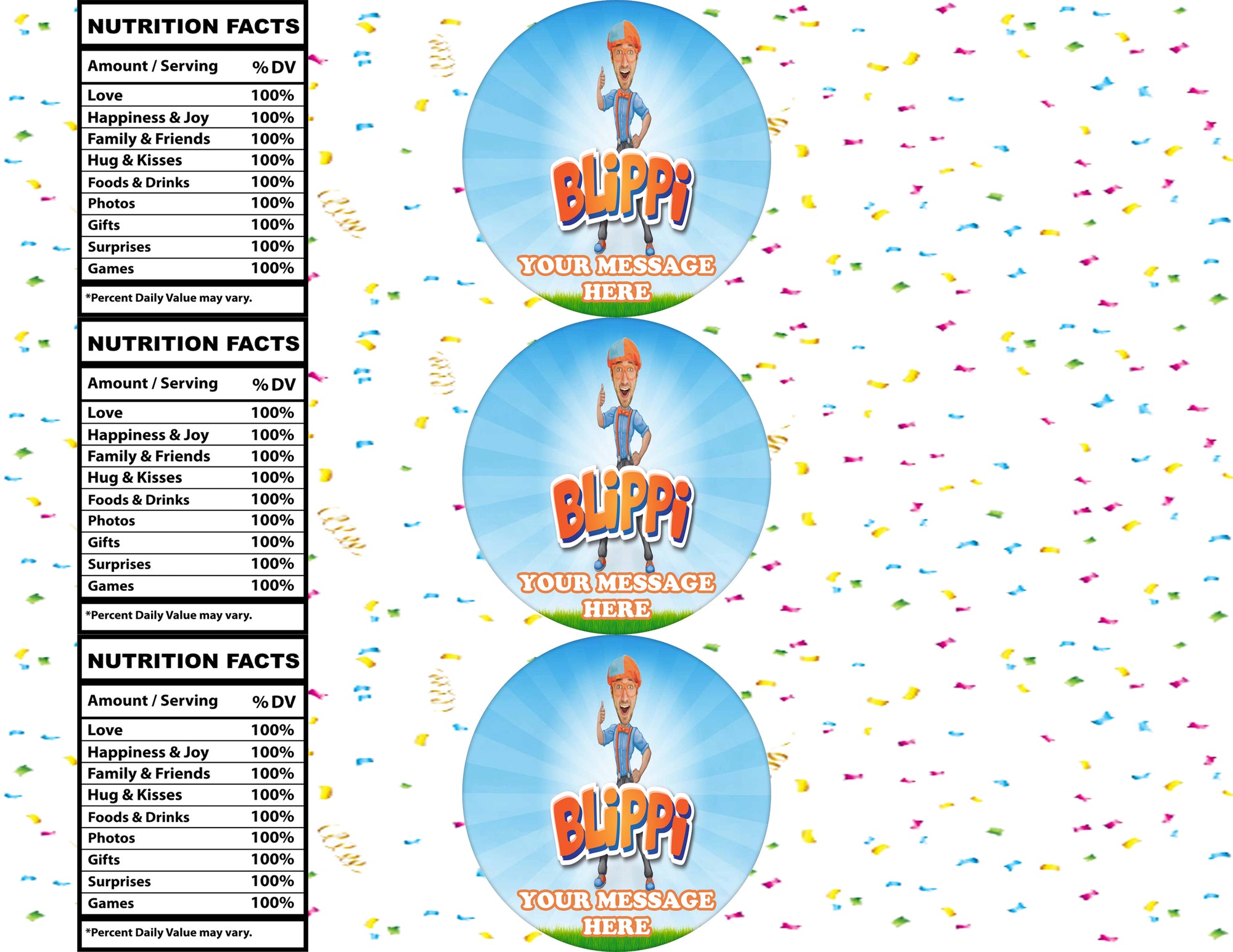 Blippi Water Bottle Stickers 12 Pcs Labels Party Favors Supplies Decor ...