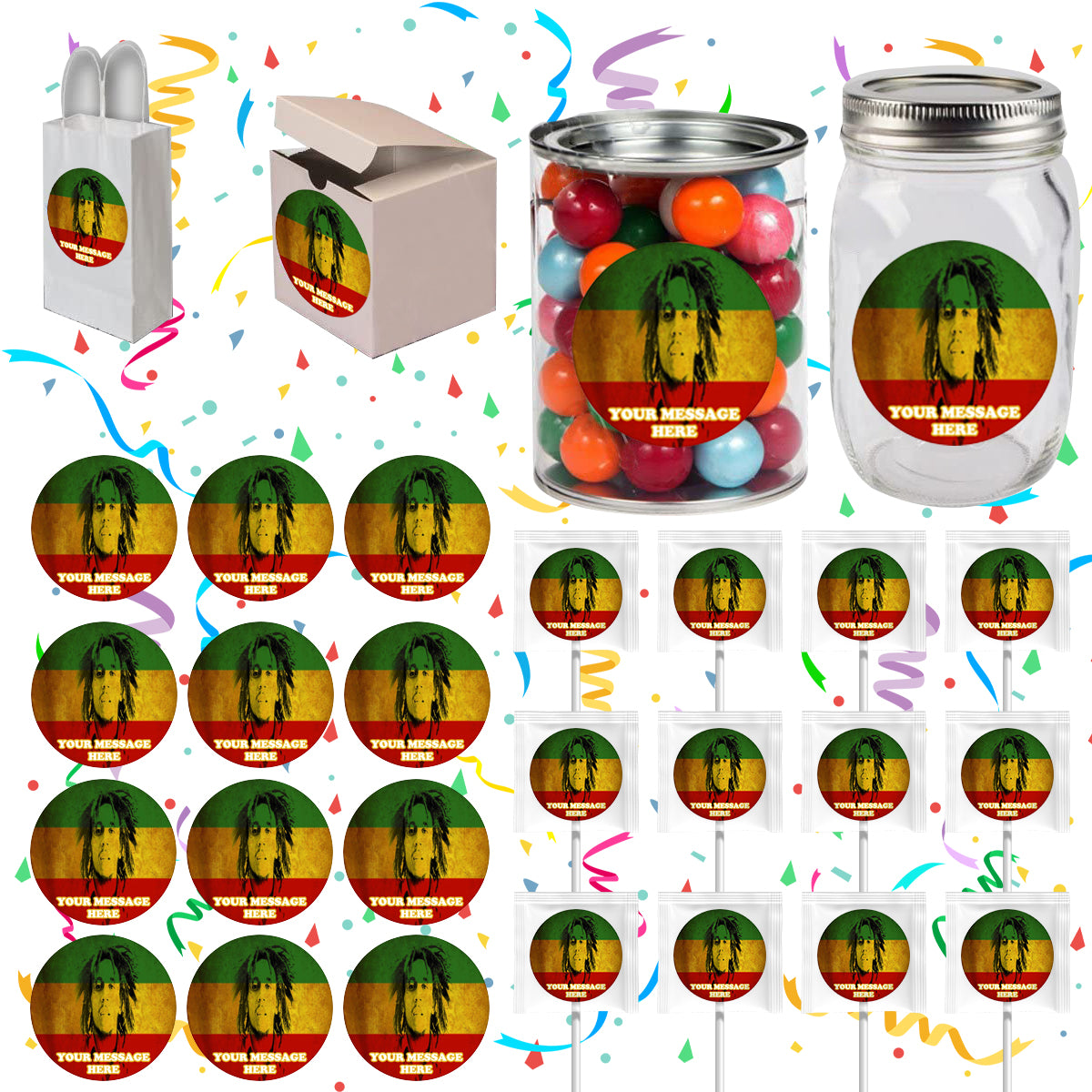 Bob Marley Party Favors Supplies Decorations Stickers 12 Pcs ...
