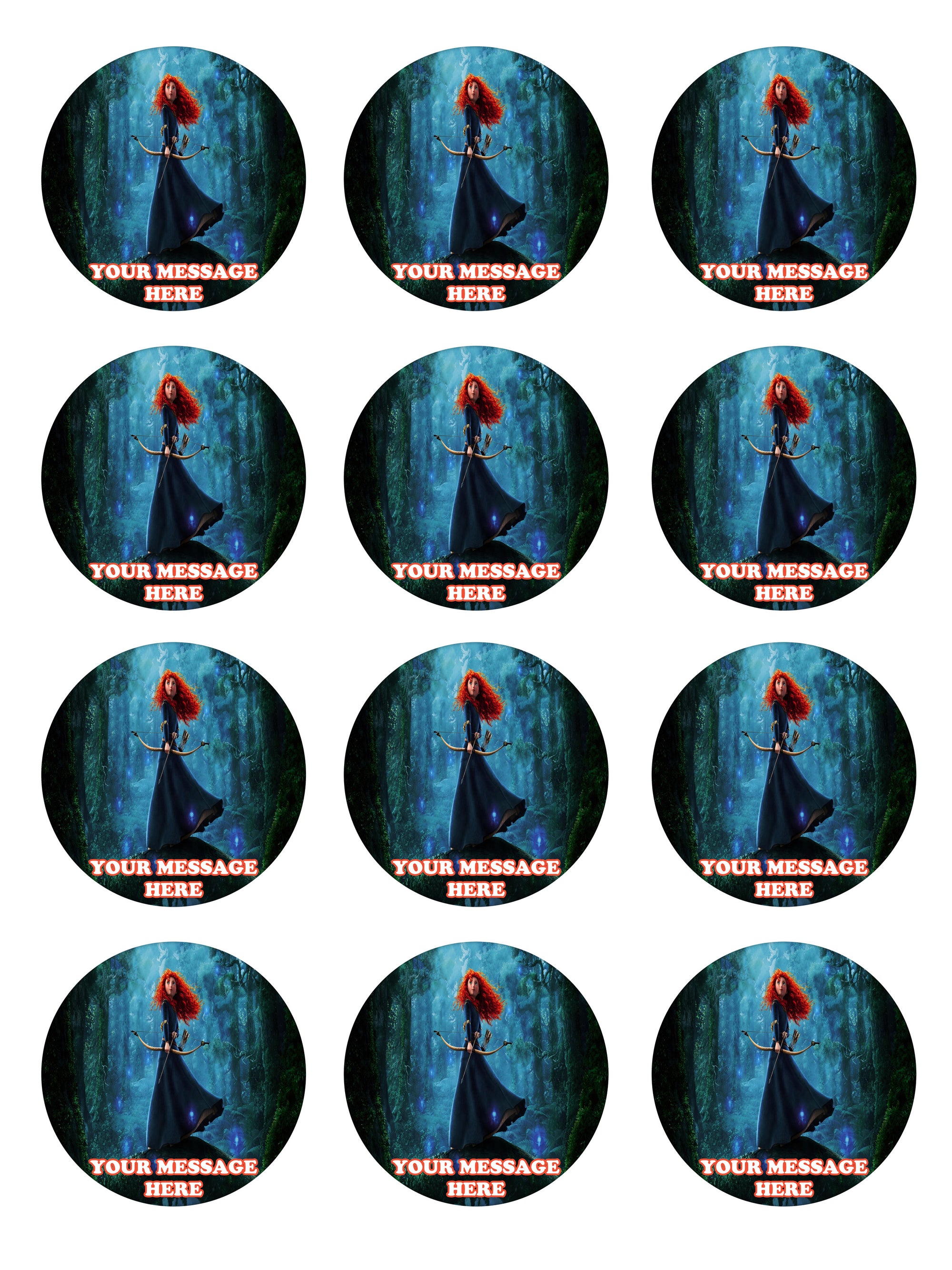 Brave Edible Cupcake Toppers (12 Images) Cake Image Icing Sugar Sheet ...