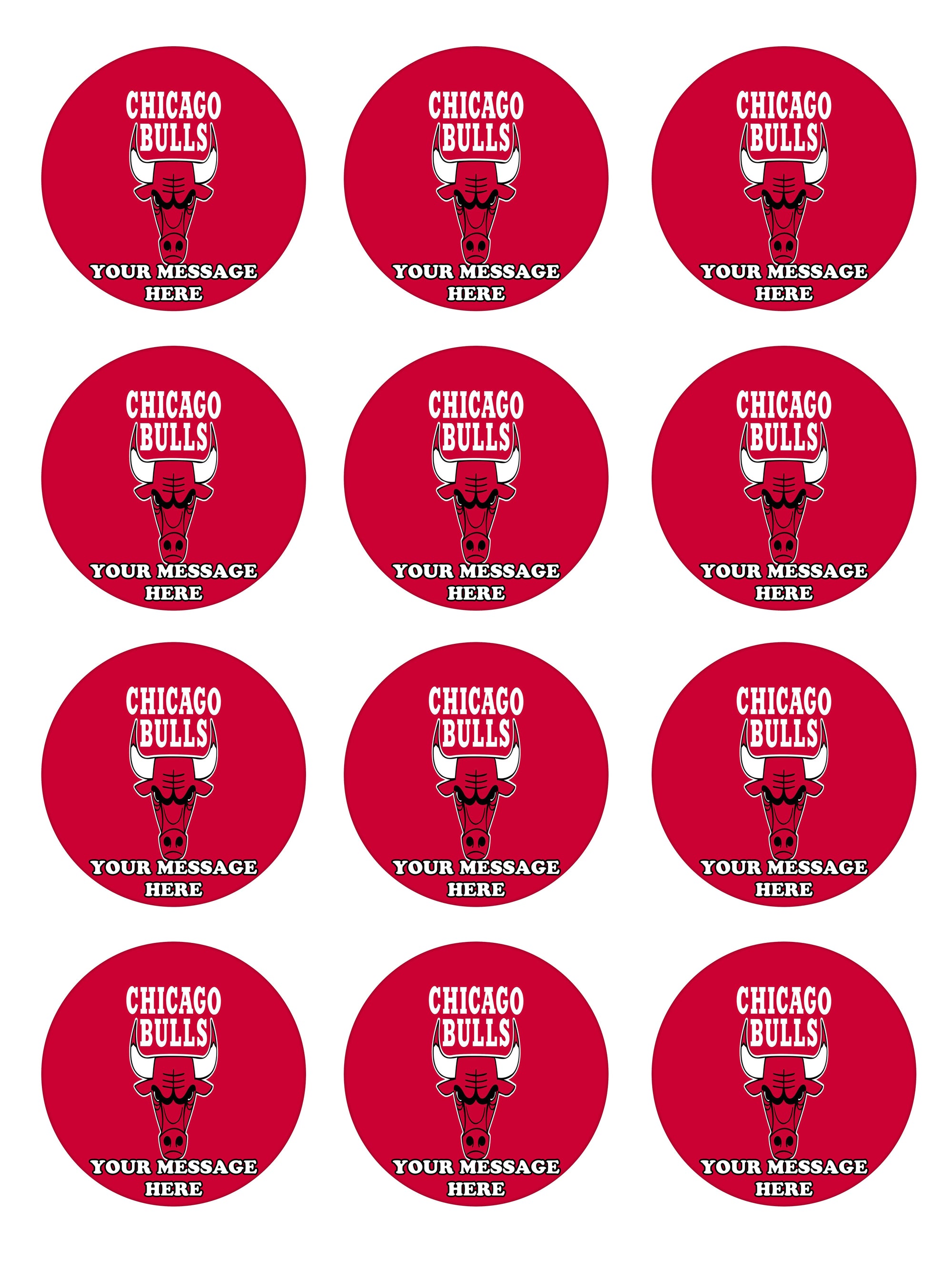 Chicago Bulls Edible Cupcake Toppers (12 Images) Cake Image Icing Suga ...