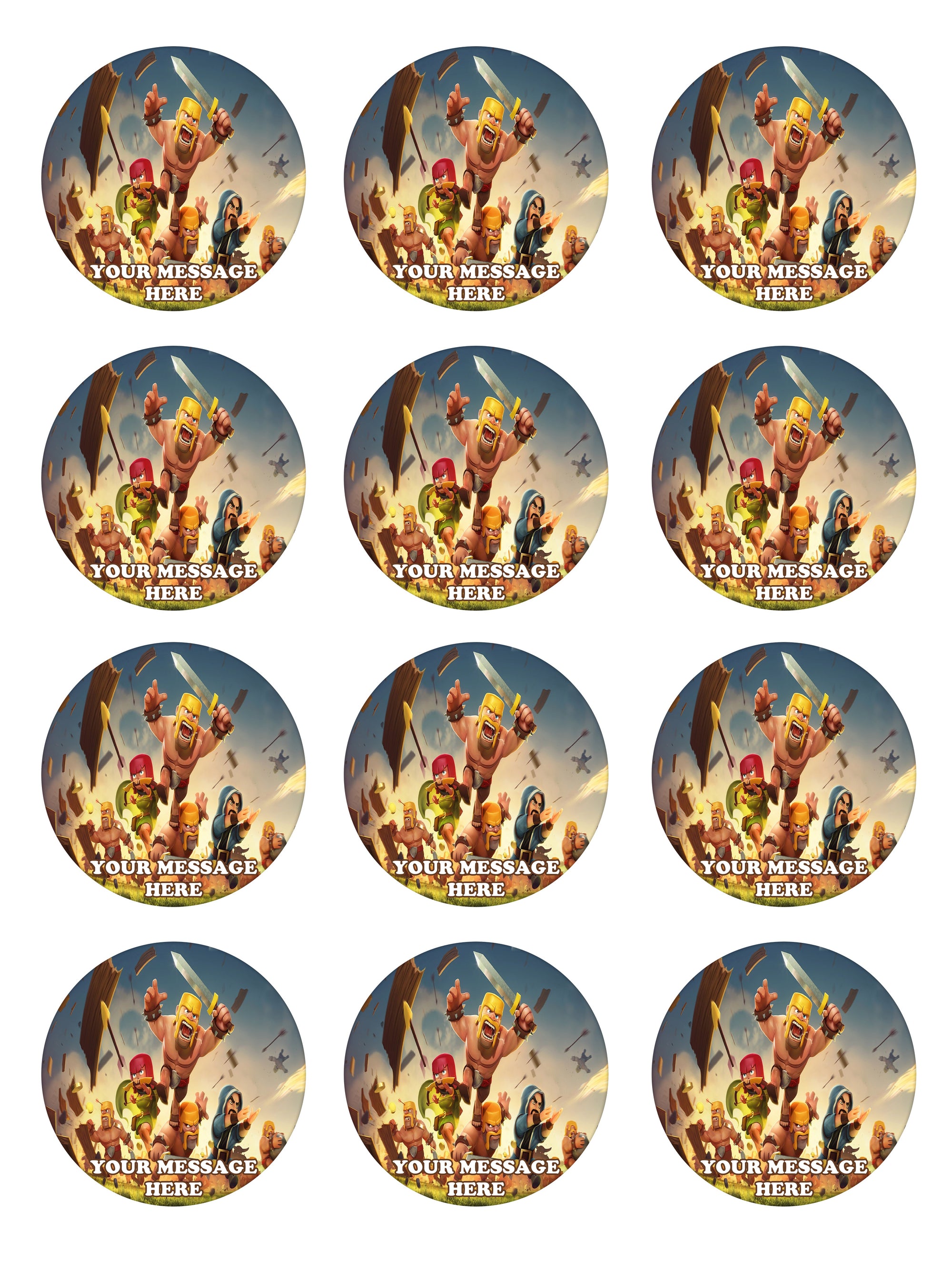 Clash Of Clans Edible Cupcake Toppers (12 Images) Cake Image Icing Sug ...