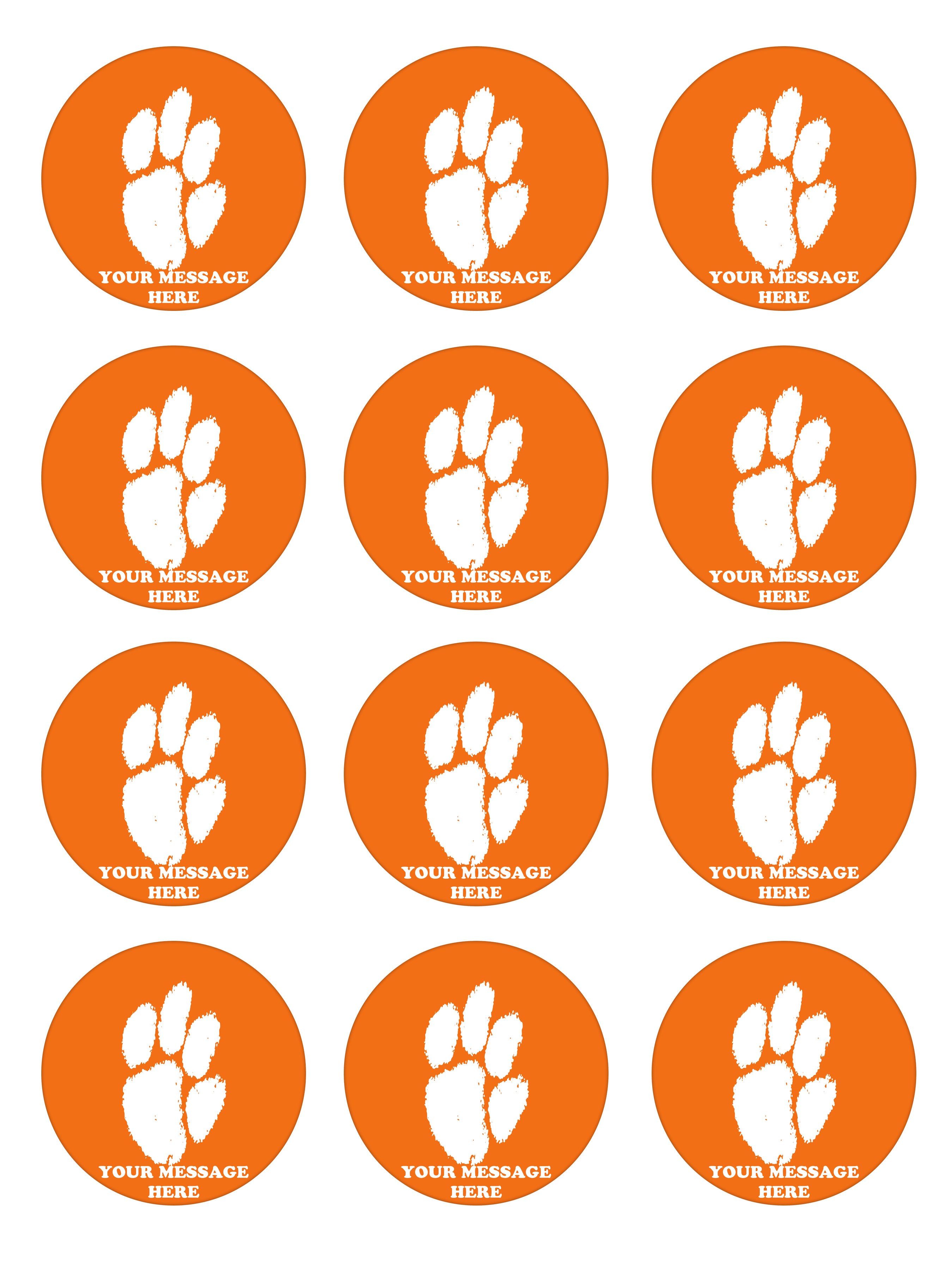 Clemson Tigers Edible Cupcake Toppers (12 Images) Cake Image Icing Sug ...
