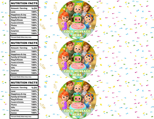 Cocomelon Water Bottle Stickers 12 Pcs Labels Party Favors Supplies De ...