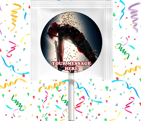 Deadpool Lollipops Party Favors Personalized Suckers 12 Pcs ...