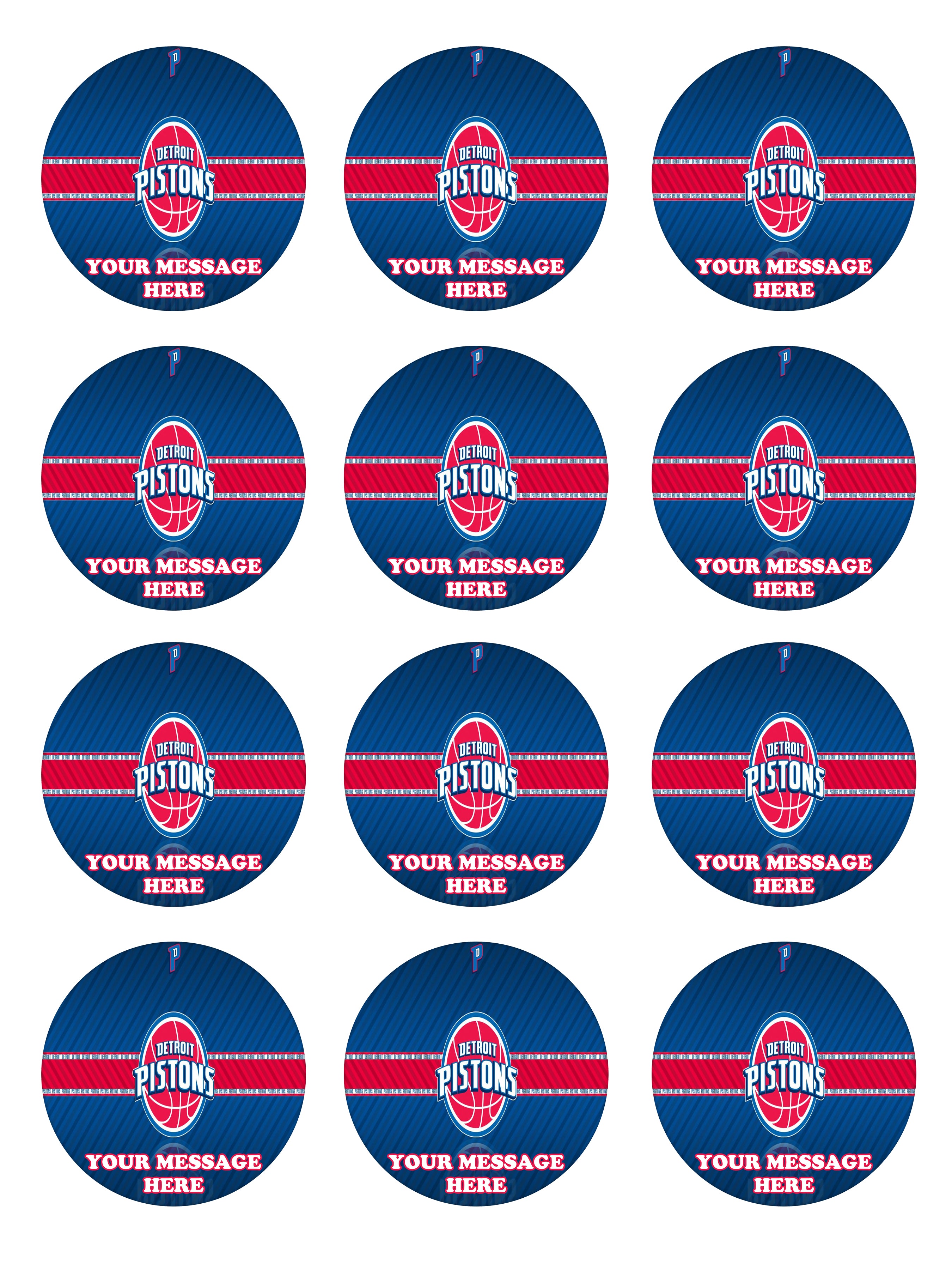 Detroit Pistons Edible Cupcake Toppers (12 Images) Cake Image Icing Su ...