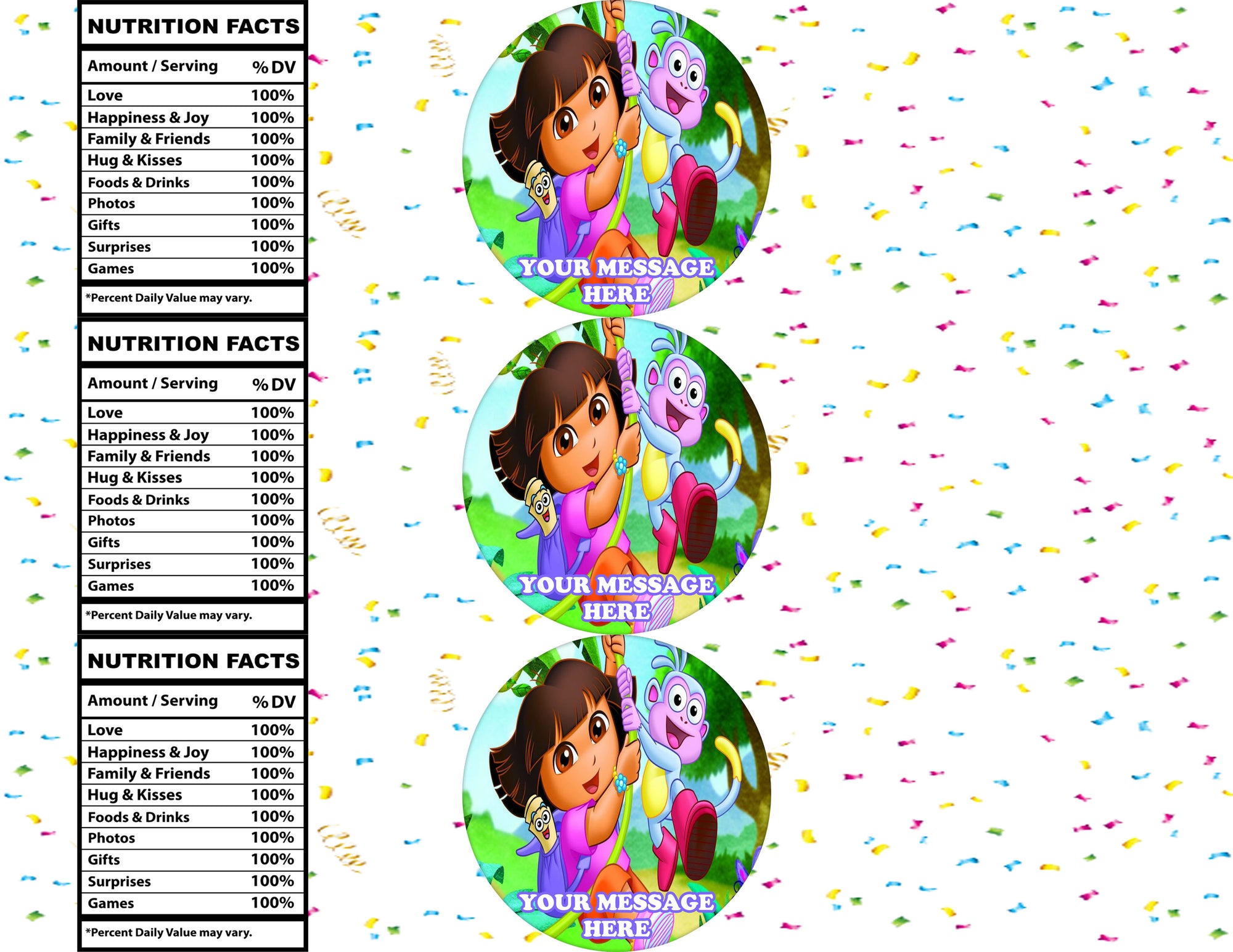 Dora The Explorer Water Bottle Stickers 12 Pcs Labels Party Favors Sup ...