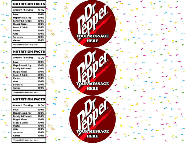 Dr Pepper Water Bottle Stickers 12 Pcs Labels Party Favors Supplies De ...