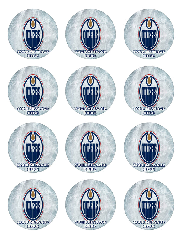 Edmonton Oilers Edible Cupcake Toppers (12 Images) Cake Image Icing Su ...