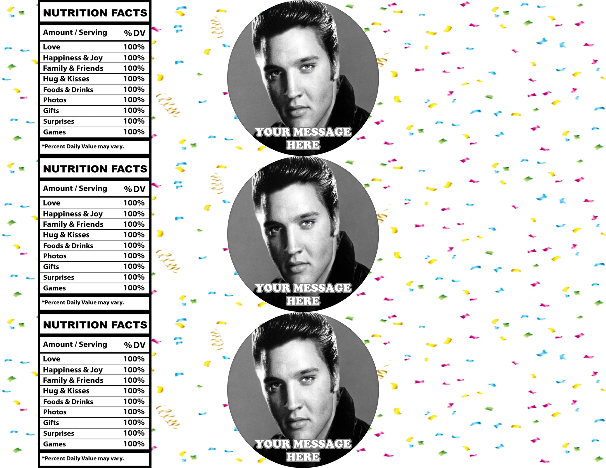 Elvis Presley Water Bottle Stickers 12 Pcs Labels Party Favors Supplie ...