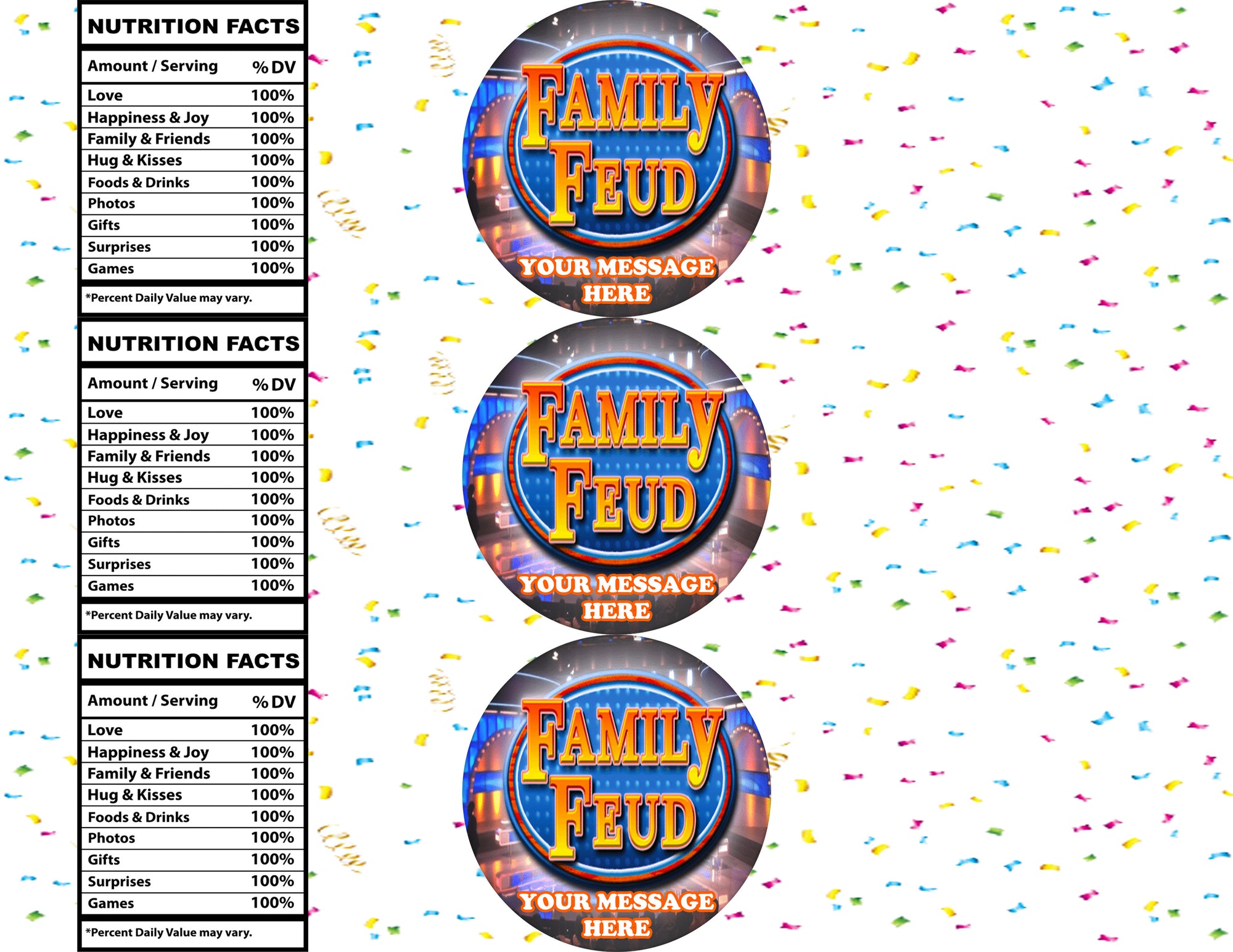 Family Feud Water Bottle Stickers 12 Pcs Labels Party Favors Supplies ...