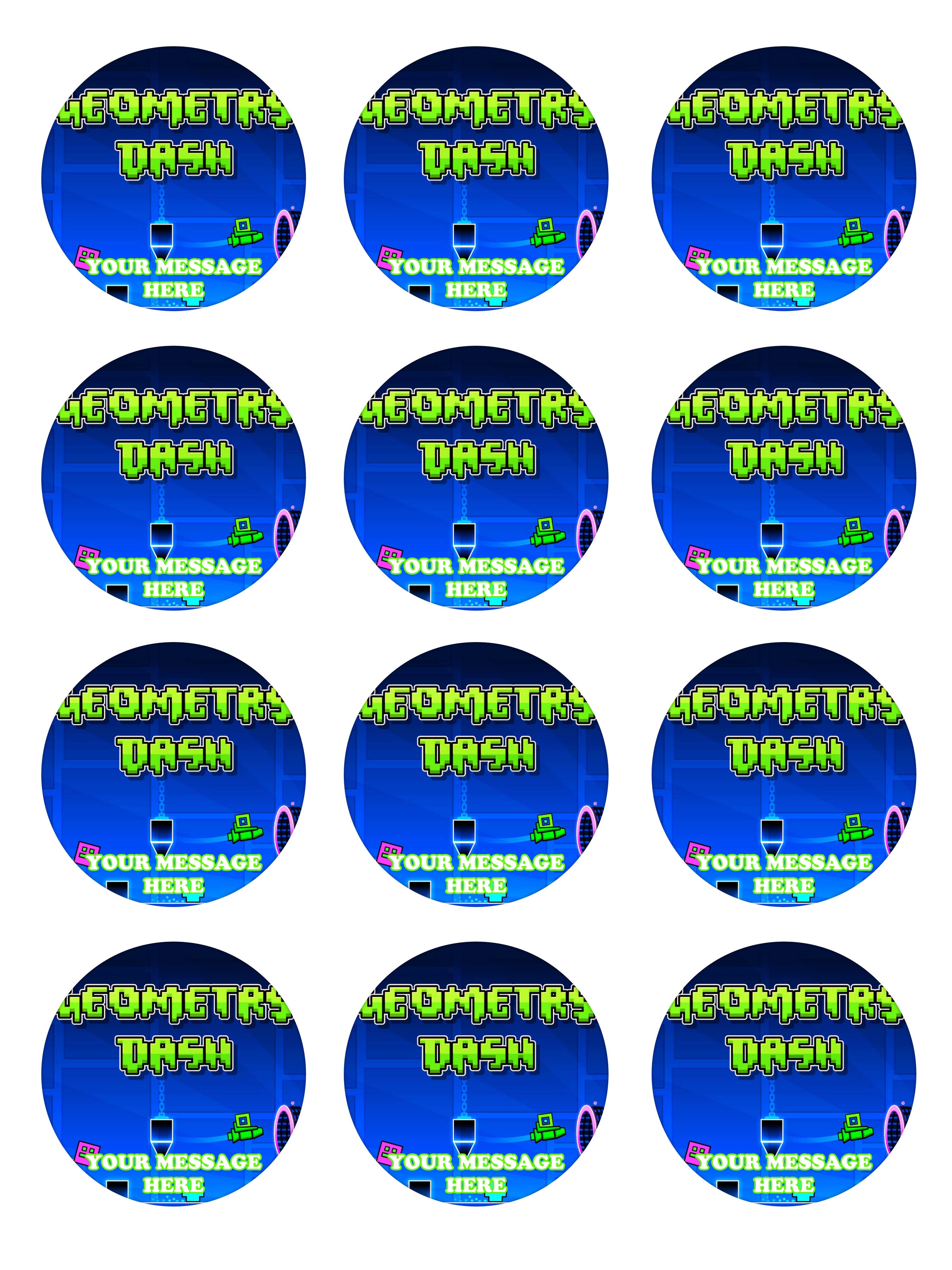 Geometry Dash Edible Cupcake Toppers (12 Images) Cake Image Icing Suga ...
