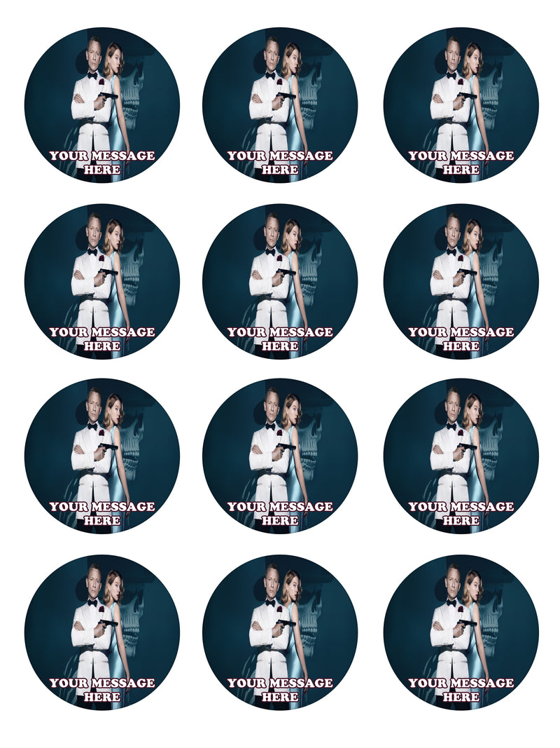 James Bond Edible Cupcake Toppers (12 Images) Cake Image Icing Sugar S ...