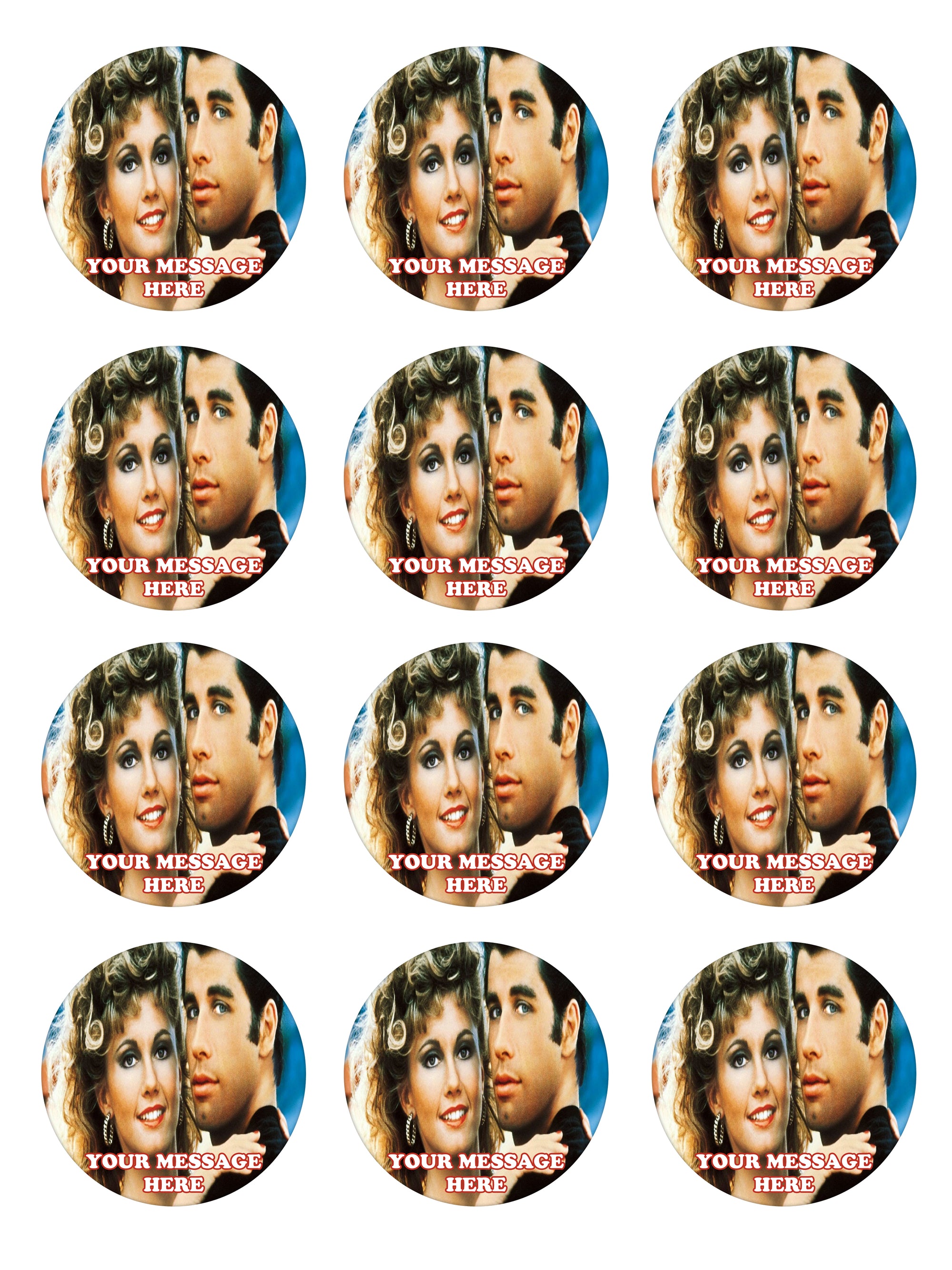 Grease Edible Cupcake Toppers (12 Images) Cake Image Icing Sugar Sheet ...