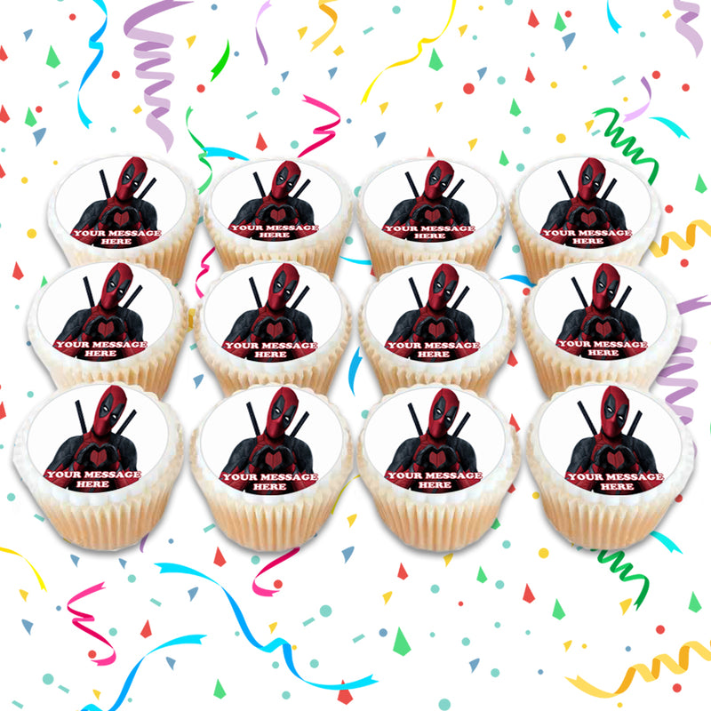 Deadpool Edible Cupcake Toppers (12 Images) Cake Image Icing Sugar She ...