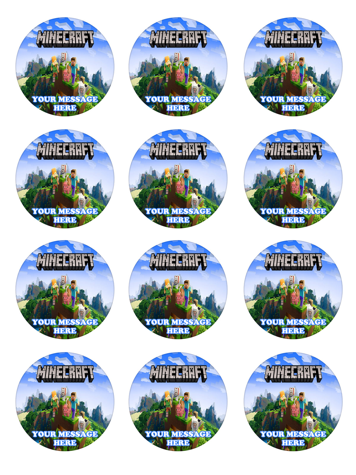 Minecraft Edible Cupcake Toppers (12 Images) Cake Image Icing Sugar Sh - PartyCreationz