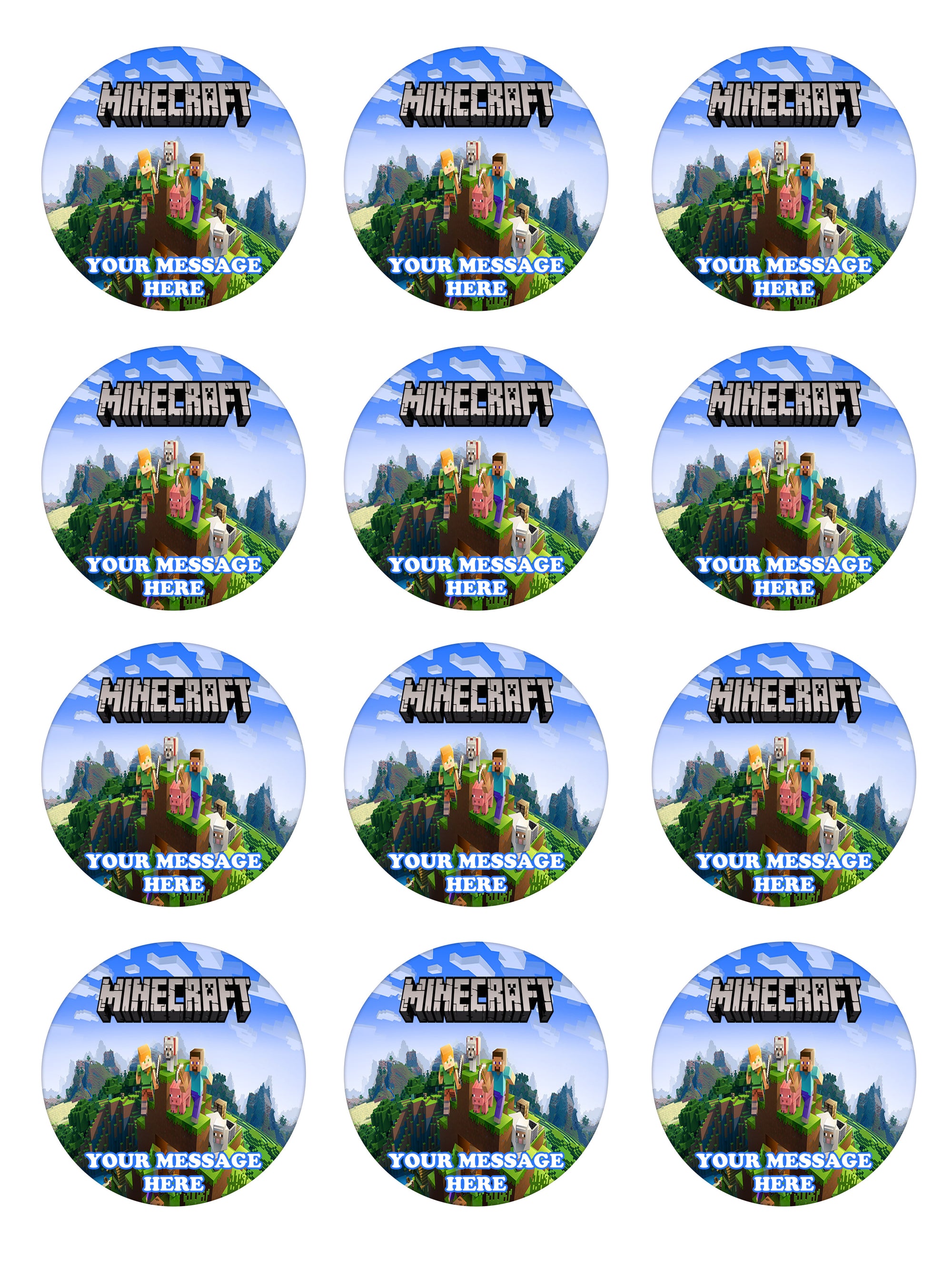 Minecraft Edible Cupcake Toppers (12 Images) Cake Image Icing Sugar Sh ...