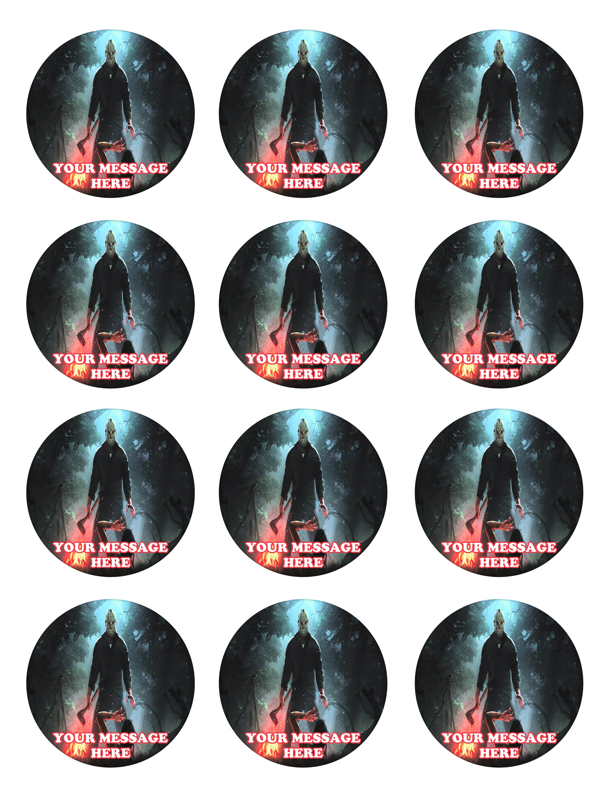 Jason Voorhees Edible Cupcake Toppers (12 Images) Cake Image Icing Sug ...