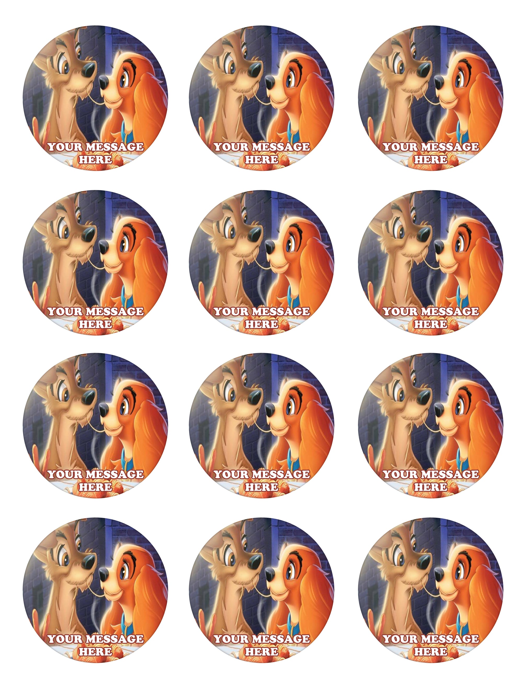 Lady And The Tramp Edible Cupcake Toppers (12 Images) Cake Image Icing ...