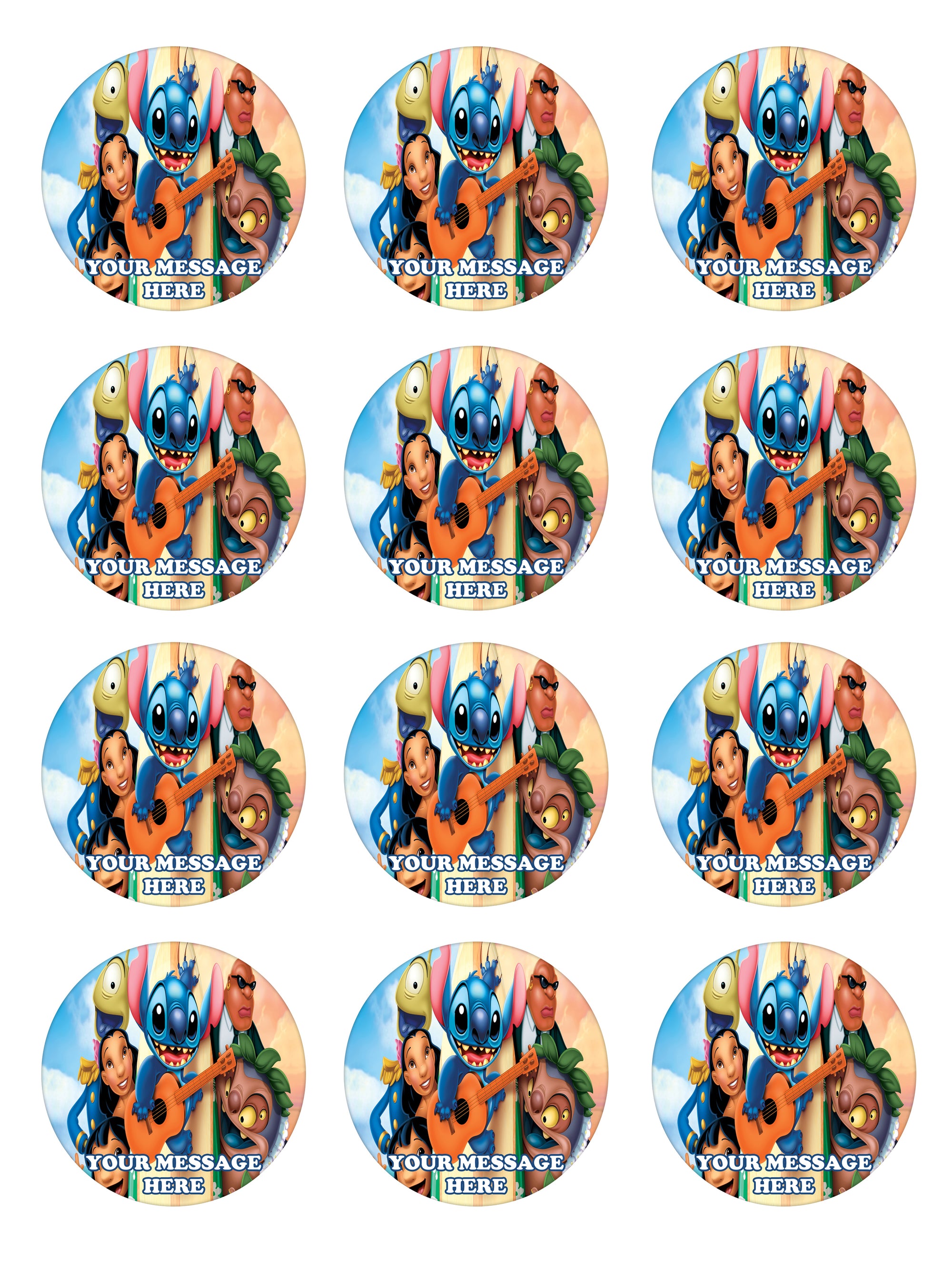 Lilo & Stitch Edible Cupcake Toppers (12 Images) Cake Image Icing Suga ...