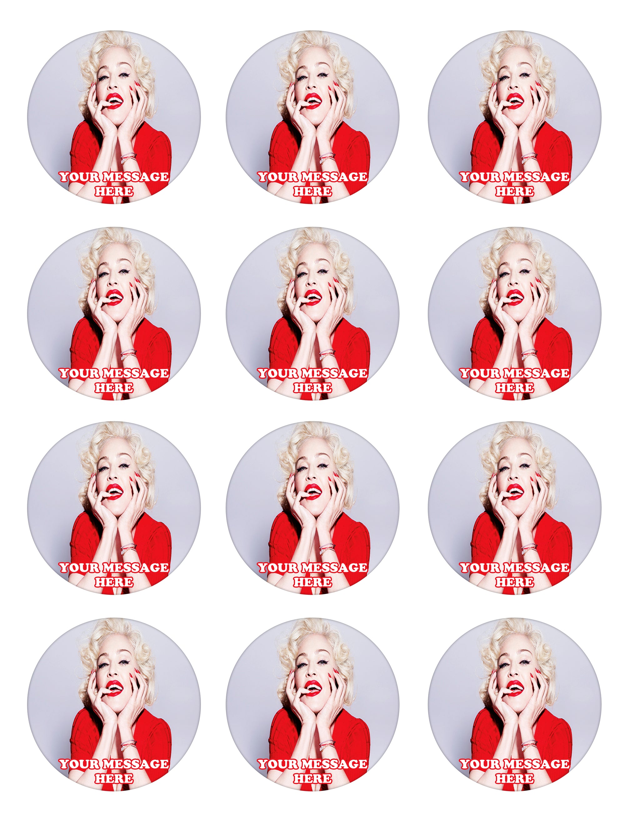 Madonna Edible Cupcake Toppers (12 Images) Cake Image Icing Sugar Shee ...