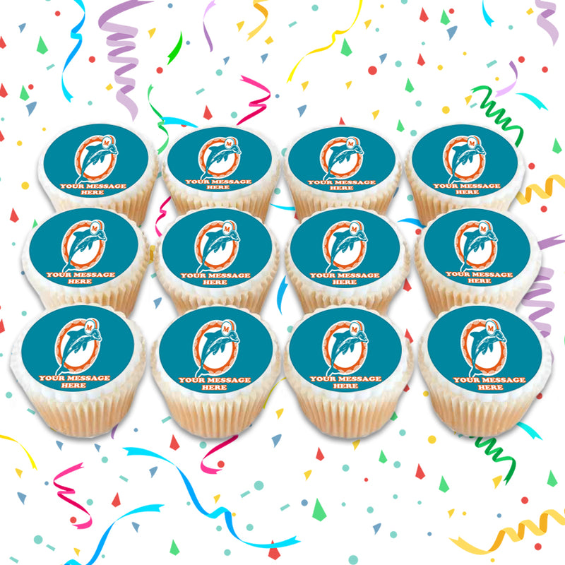 Miami Dolphins Edible Cupcake Toppers (12 Images) Cake Image Icing Sug ...