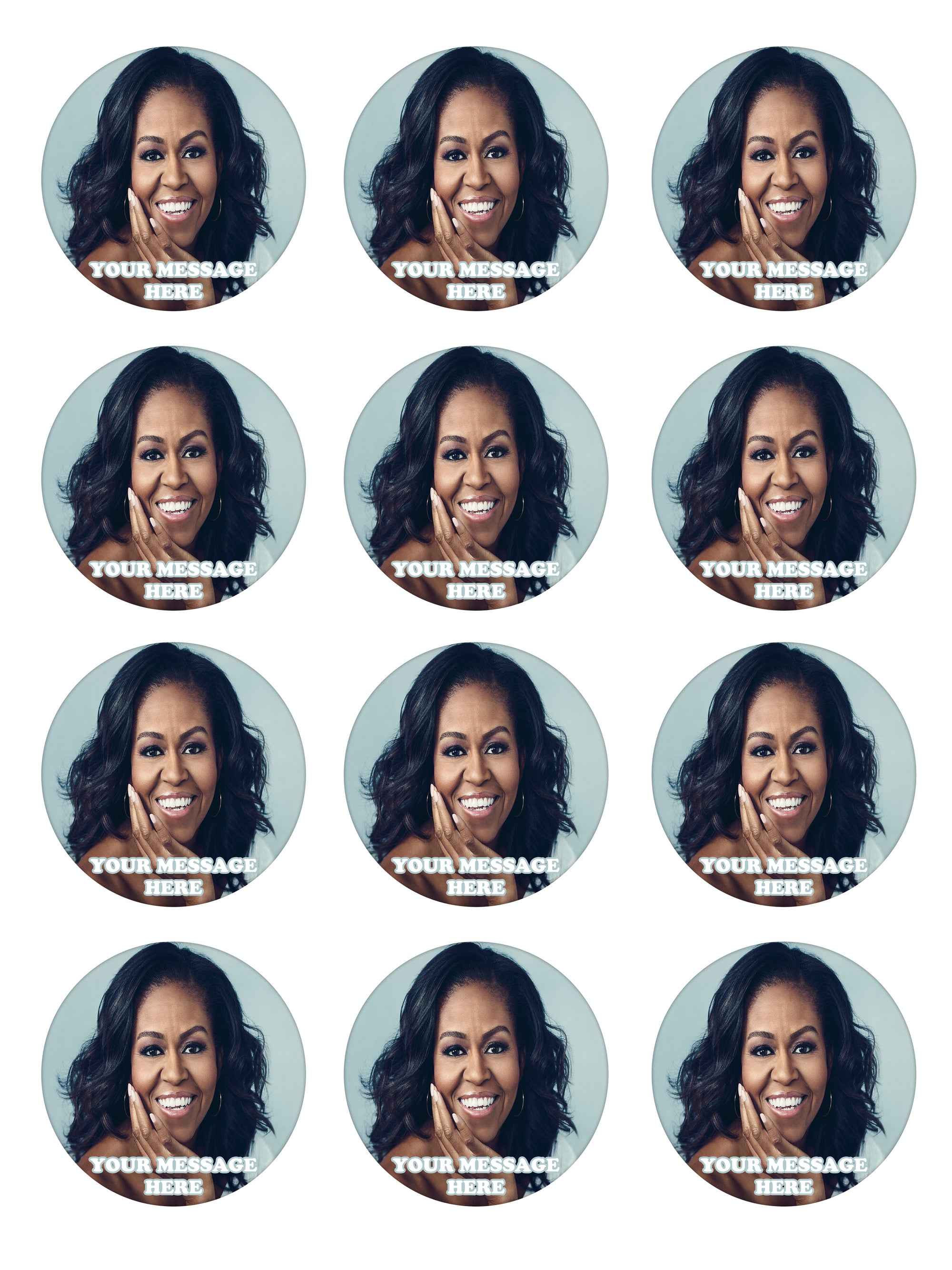 Michelle Obama Edible Cupcake Toppers (12 Images) Cake Image Icing Sug ...
