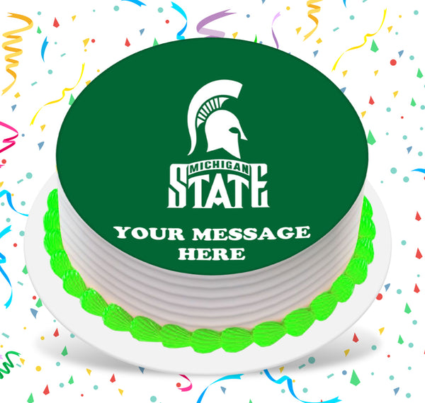 Michigan State Spartans Edible Image Cake Topper Personalized Birthday ...