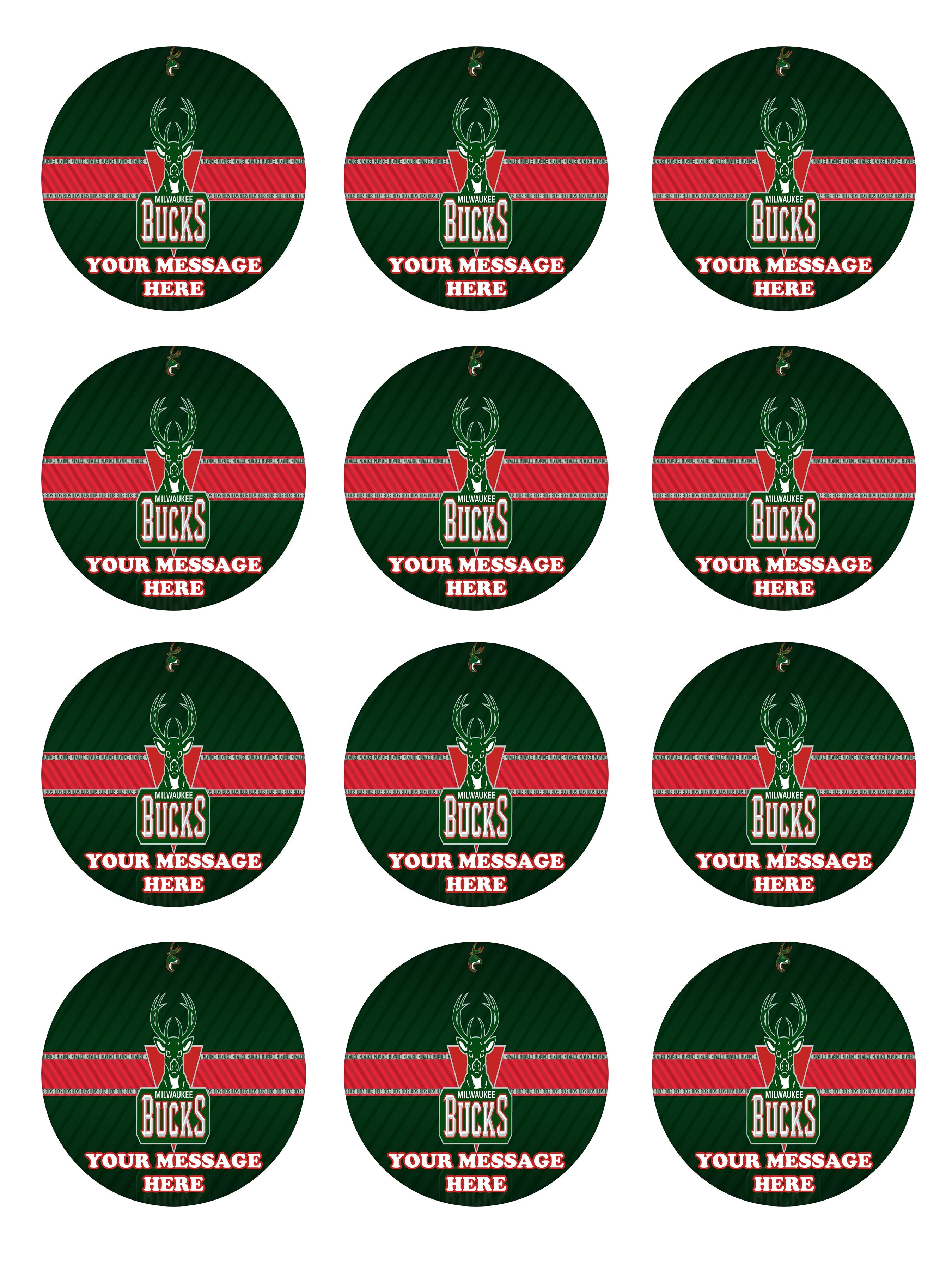 Milwaukee Bucks Edible Cupcake Toppers (12 Images) Cake Image Icing Su ...