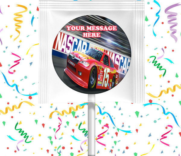 Nascar Lollipops Party Favors Personalized Suckers 12 Pcs - PartyCreationz
