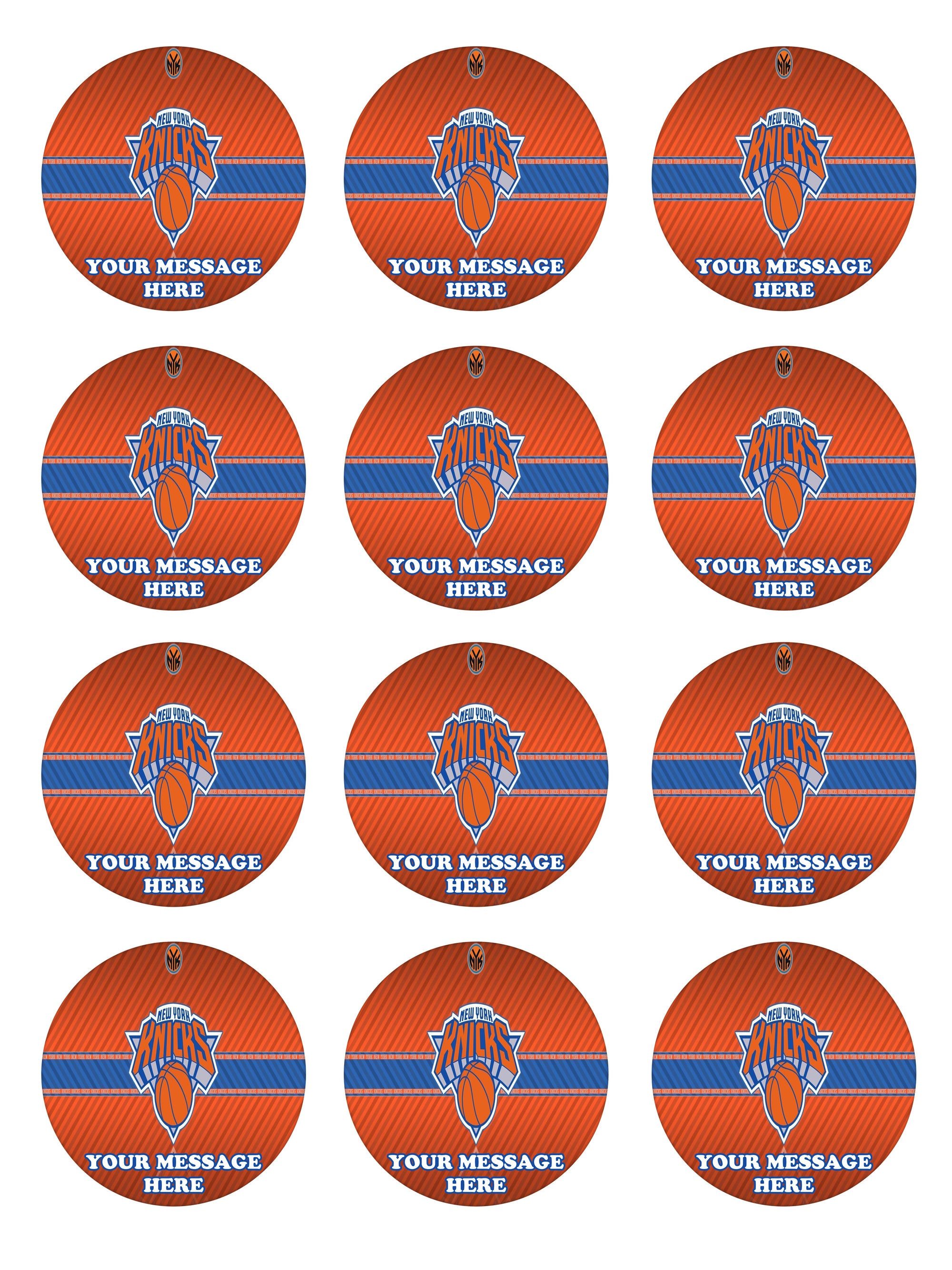 New York Knicks Edible Cupcake Toppers (12 Images) Cake Image Icing Su ...