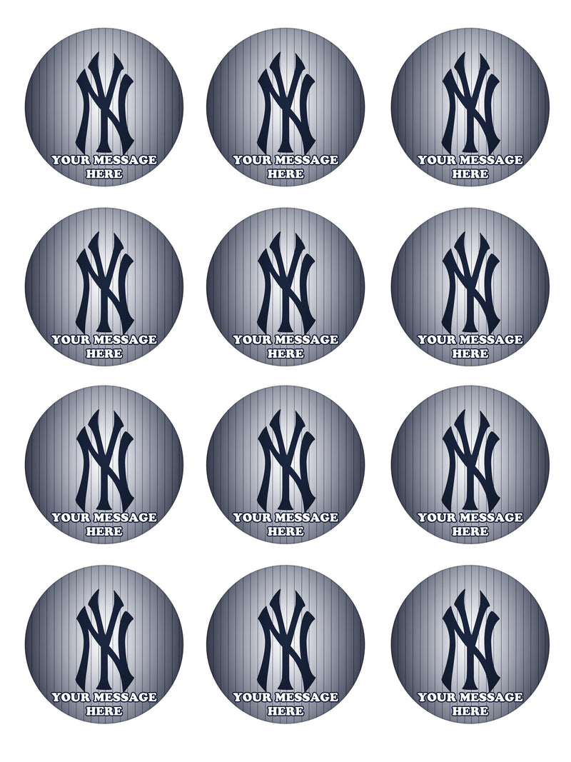 New York Yankees Edible Cupcake Toppers (12 Images) Cake Image Icing S ...