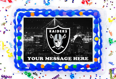 Las Vegas Oakland Raiders Edible Image Cake Topper Personalized Birthd ...