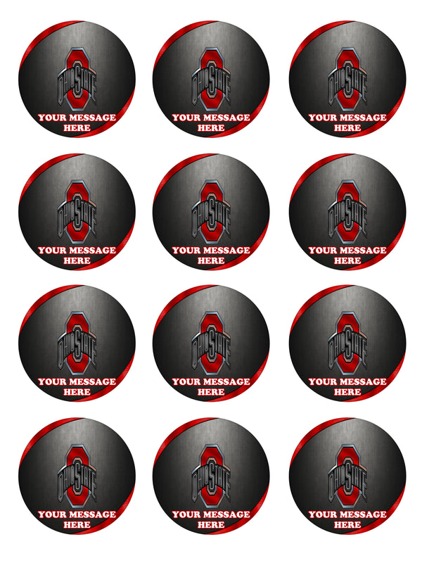 Ohio State Buckeyes Edible Cupcake Toppers (12 Images) Cake Image Icin ...