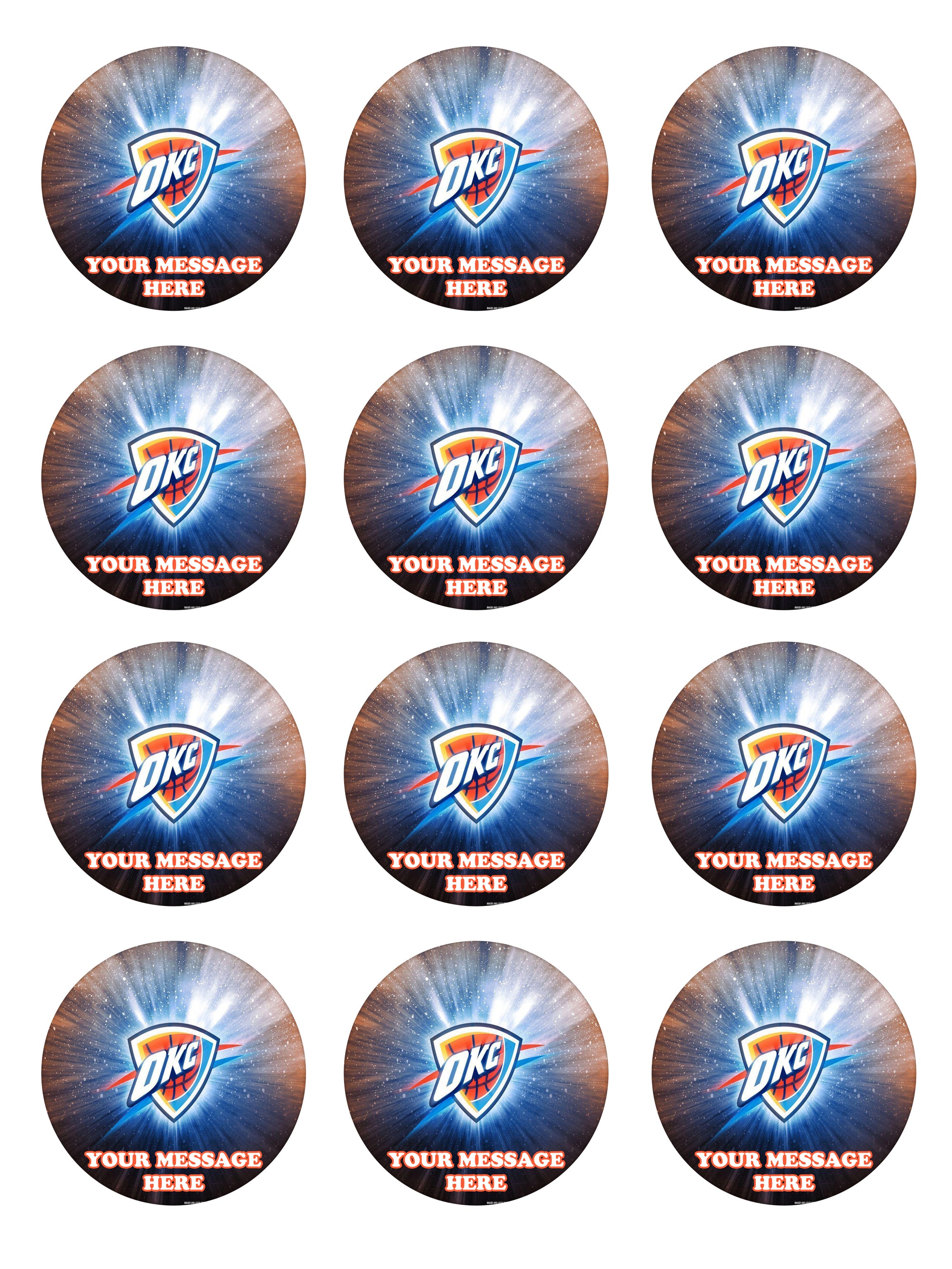Oklahoma City Thunder Edible Cupcake Toppers (12 Images) Cake Image Ic ...