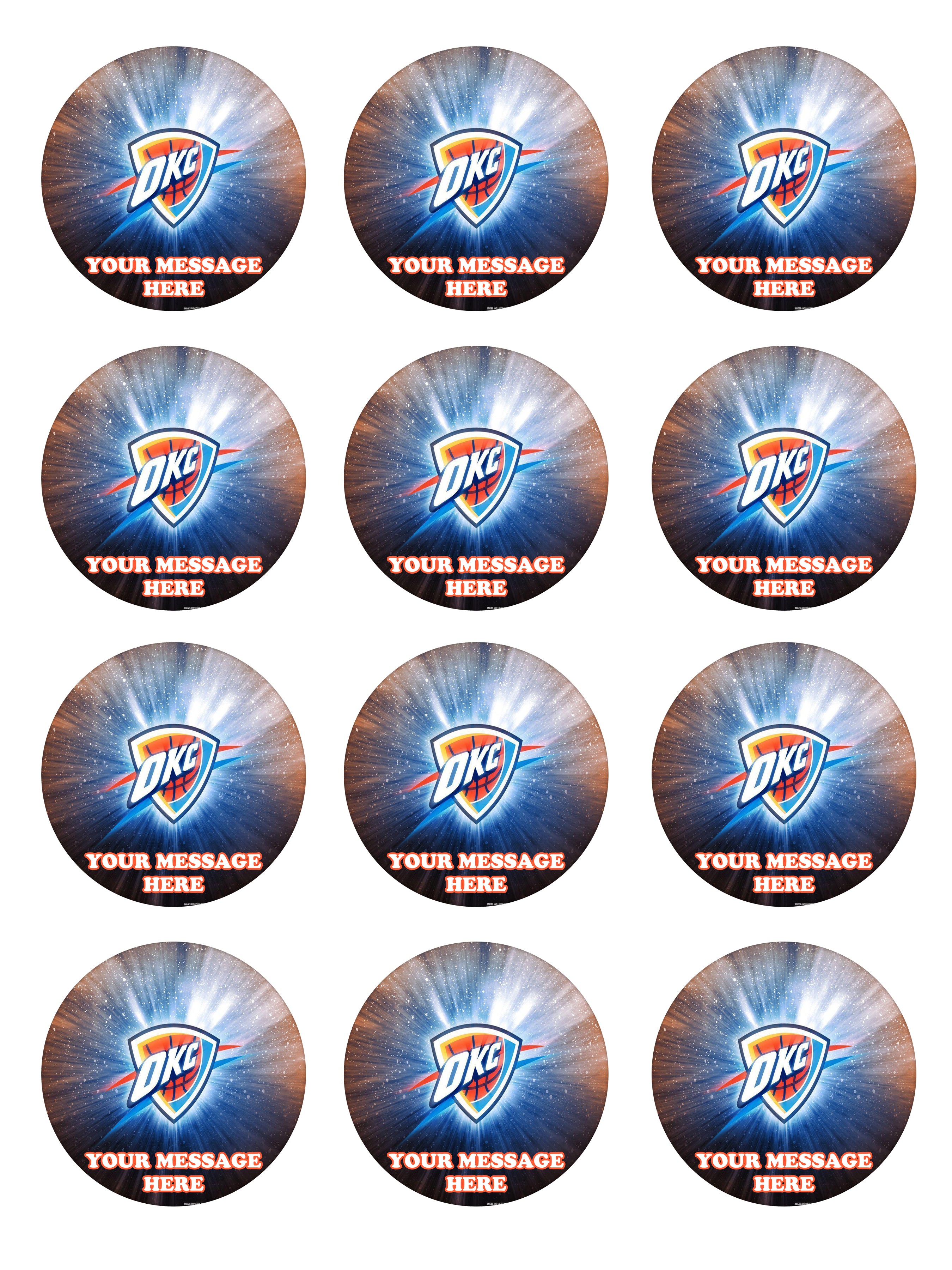 Oklahoma City Thunder Edible Cupcake Toppers (12 Images) Cake Image Ic ...