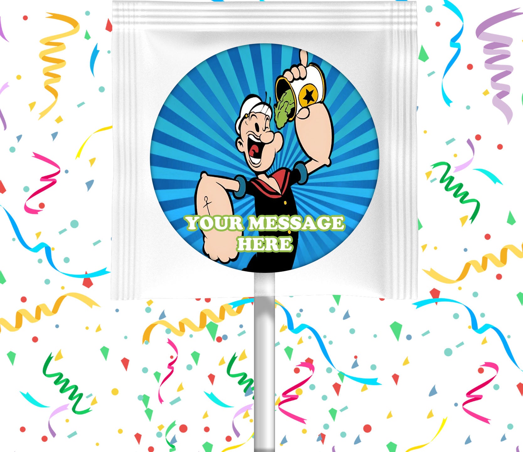 Popeye Lollipops Party Favors Personalized Suckers 12 Pcs - PartyCreationz