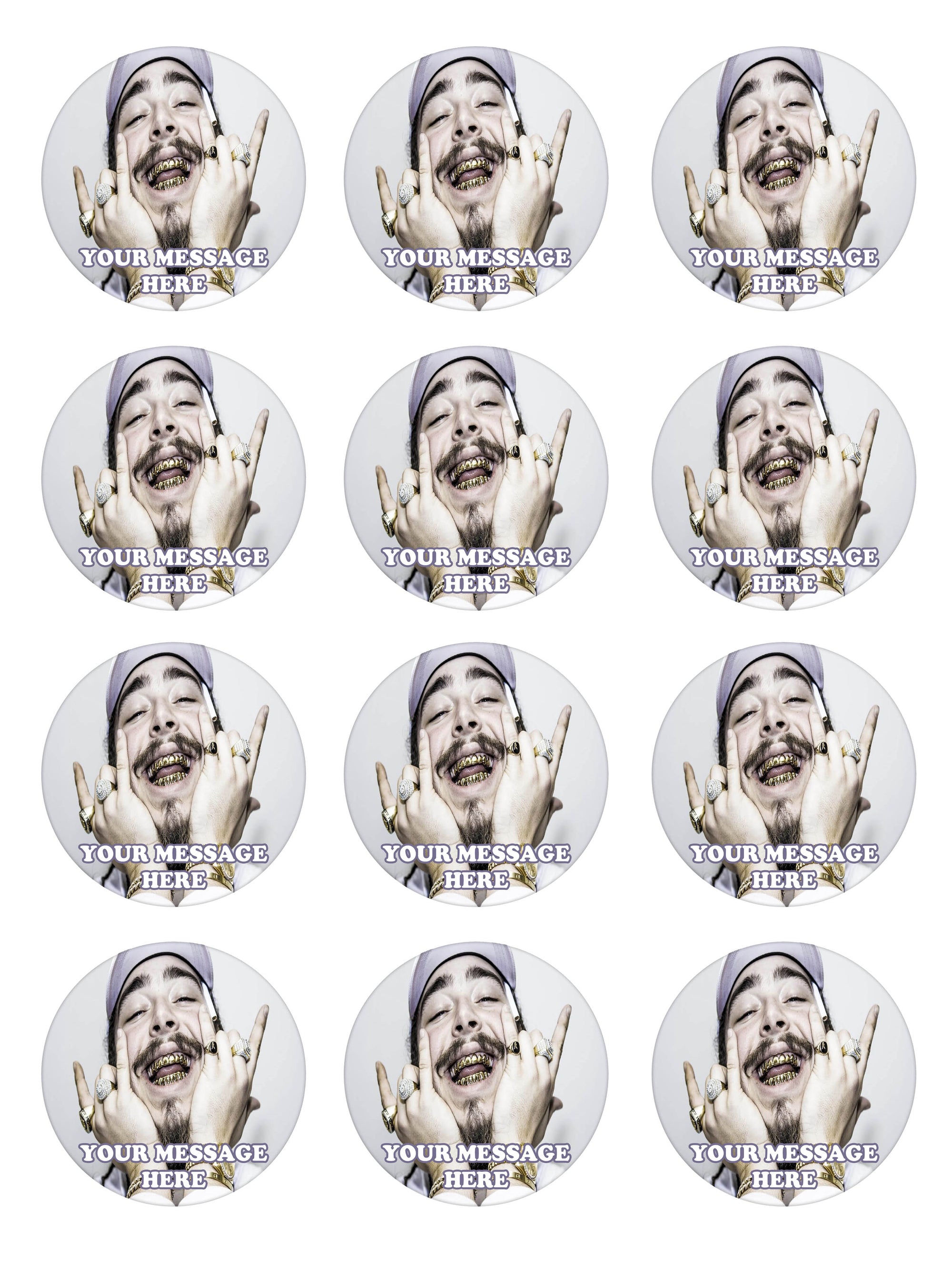 Post Malone Edible Cupcake Toppers (12 Images) Cake Image Icing Sugar ...