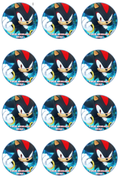 Shadow The Hedgehog Edible Cupcake Toppers (12 Images) Cake Image Icin ...