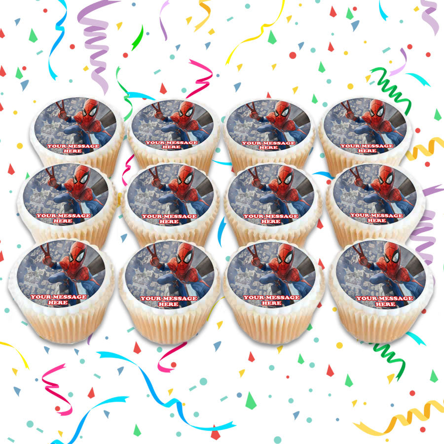 Spider-Man Edible Cupcake Toppers (12 Images) Cake Image Icing Sugar S ...