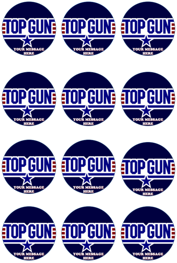 Top Gun Edible Cupcake Toppers (12 Images) Cake Image Icing Sugar Shee ...